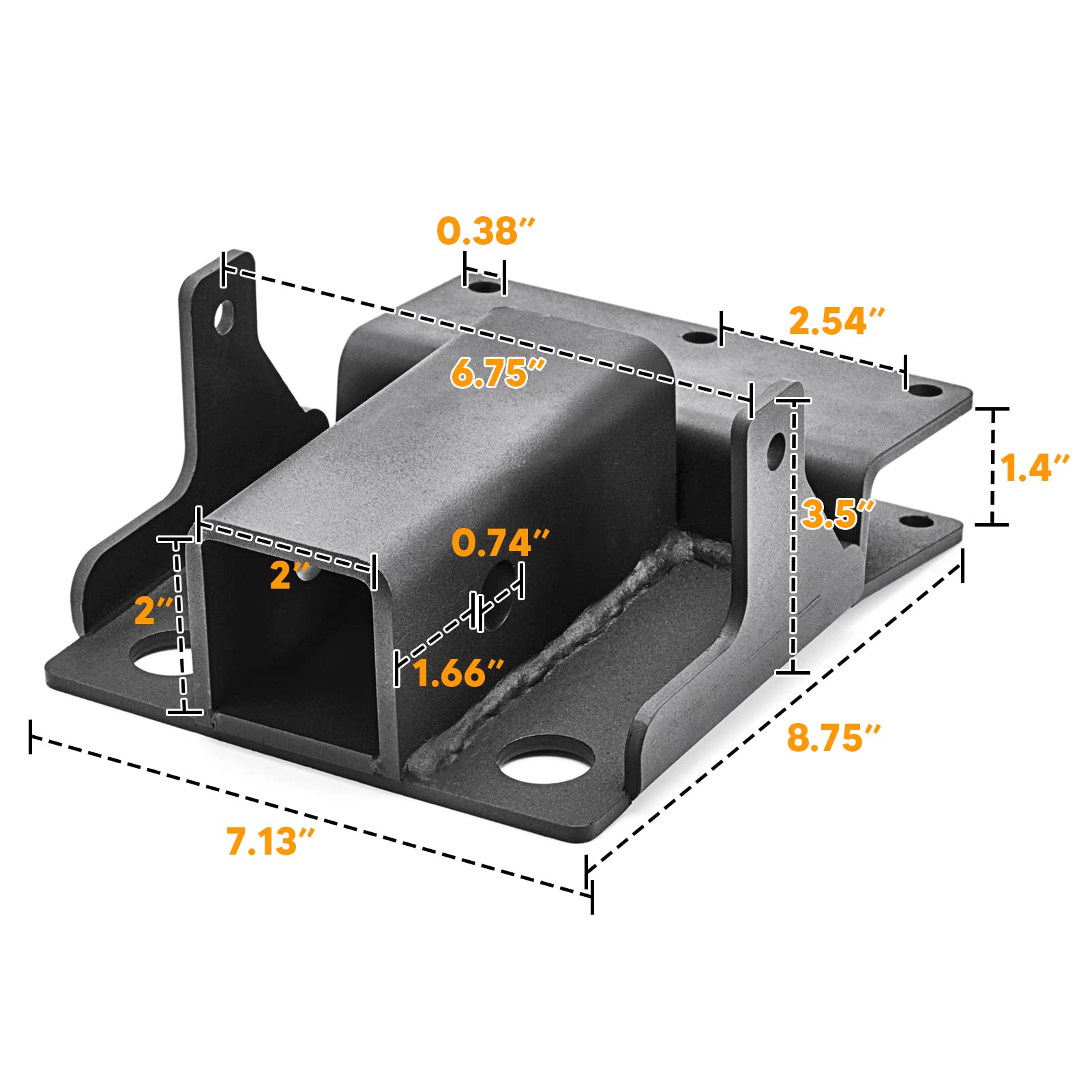 Dasen Rear Reverse 2" Receiver Trailer Tow Hitch Compatible with 2005-2016 Kawasaki Mule 600 610 and 2017-2024 Mule SX
