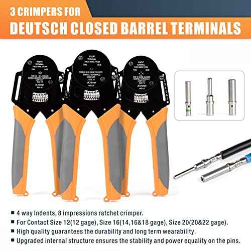 iCrimp Closed Barrel Crimper, Stamped Contacts Crimper and Weather Pack Terminal Crimper Tool Kit w/Extraction Tools-12pcs included
