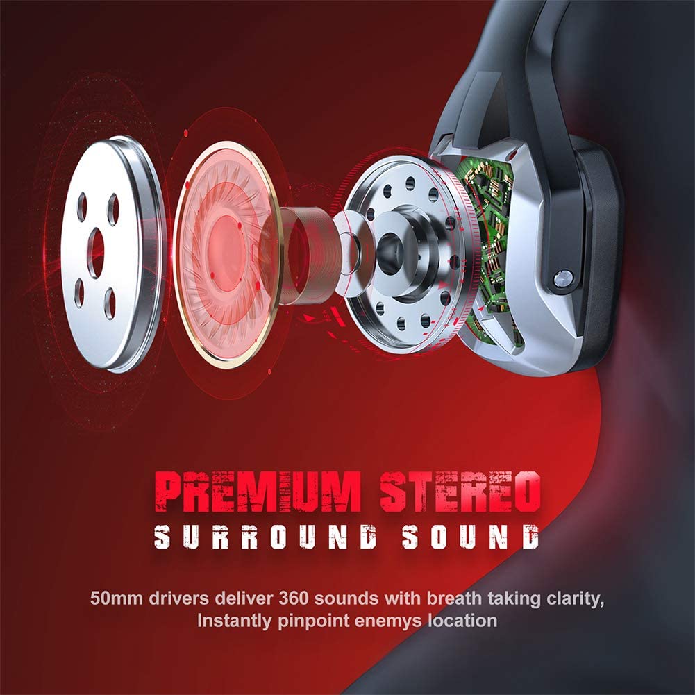 FEIYING Gaming Headset PC Gaming Headphones with Microphone Headset Over-Ear Noise Cancelling (K12R)