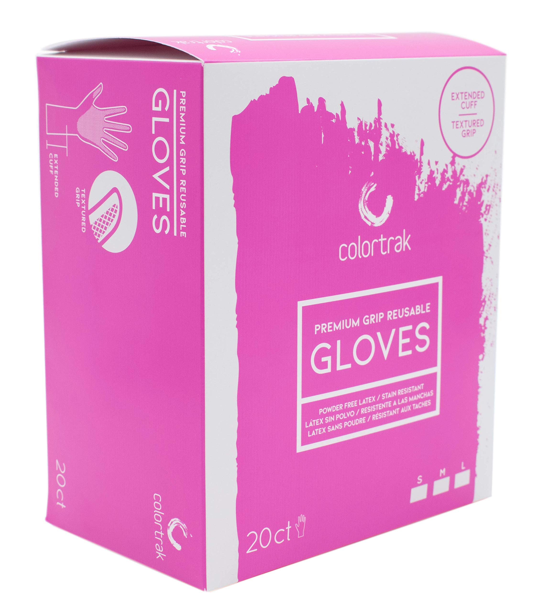 Colortrak Reusable Powder Free Latex Gloves, 20 Count, Multi-Use, Lightweight Latex, Textured Finish, Black Color Hides Stains, Reusable to Reduce Waste, Large