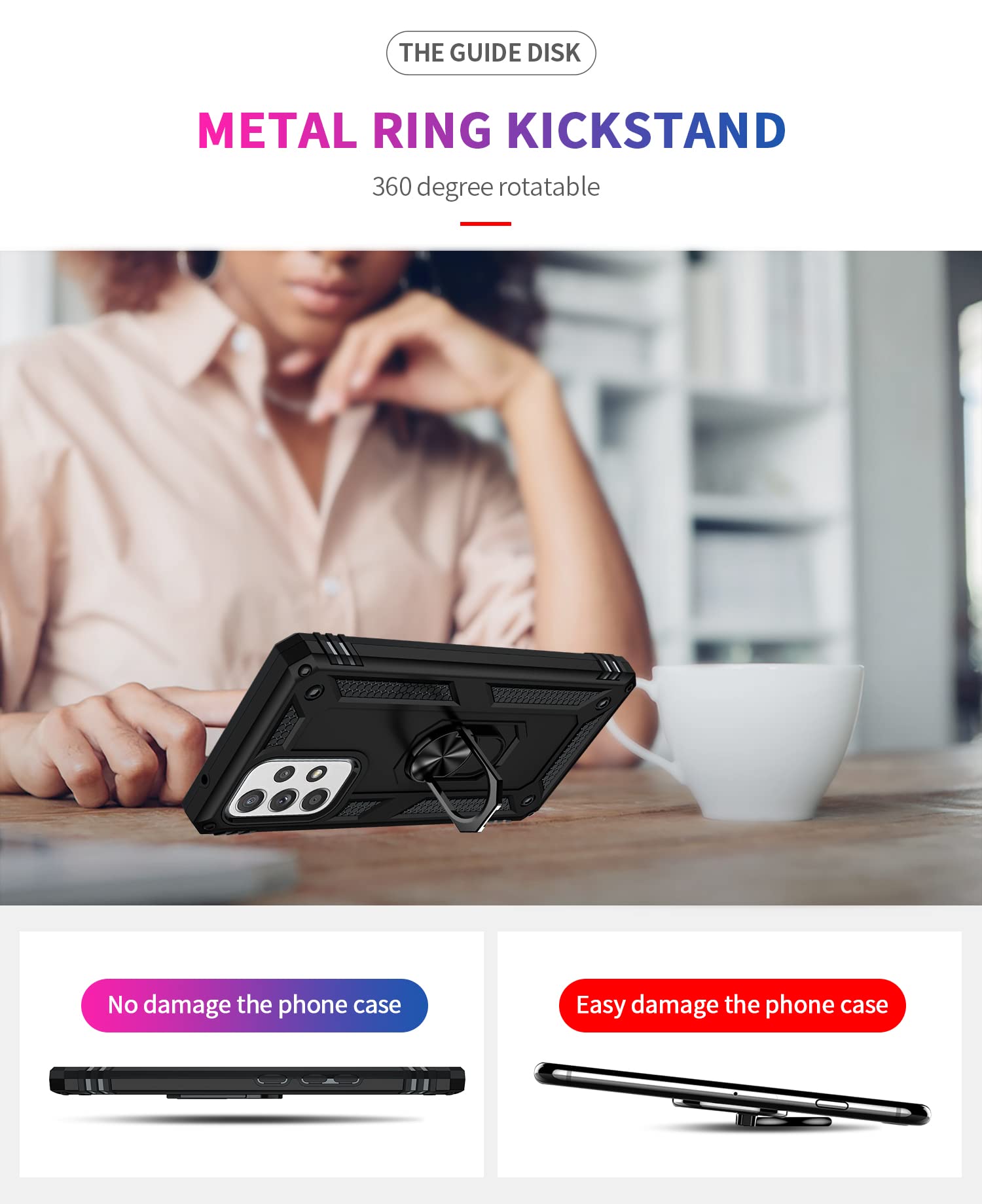 Compatible with Samsung Galaxy A40 Cover,Compatible with Samsung Galaxy A40 SM-A405 Phone Case with Ring Stand 2 in 1 Cases Cover Black