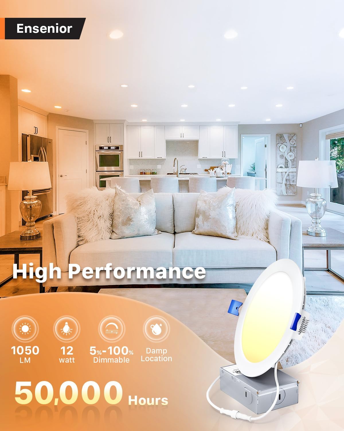 Ensenior 16 Pack 4 Inch LED Recessed Ceiling Light, Dimmable, 2700K Soft White, 750LM 9W 120V, High Brightness Canless Wafer Downlight - ETL&FCC&IC