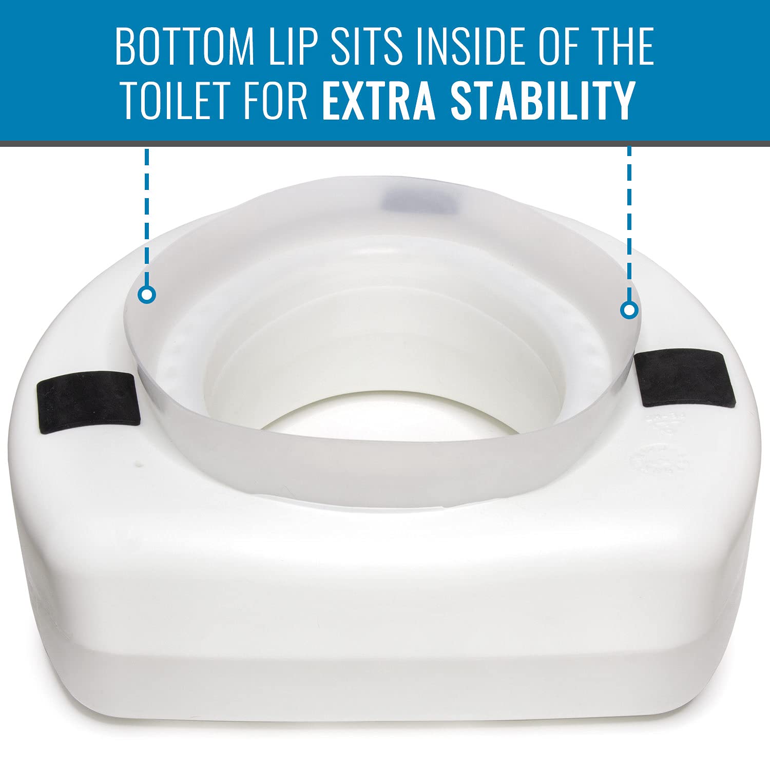 HealthSmart Raised Toilet Seat Riser That Fits Most Standard (Round) Toilet Bowls for Enhanced Comfort and Elevation with Slip Resistant Pads, 15.7 x 15.2 x 6.1"