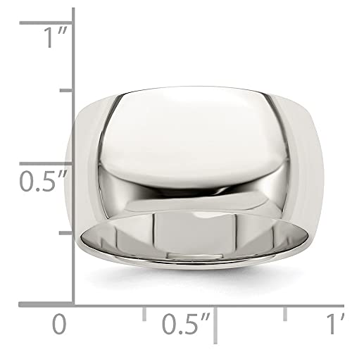 Diamond2Deal 925 Sterling Silver 10mm Half Round Wedding Band Ring