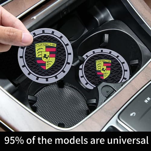 for Porsche 911 718 Taycan Macan Cayman Boxster GT3 Panamera Silicone Non-Slip Car Cup Holder Coasters for car Coasters with Car Interior Accessories 2Pcs
