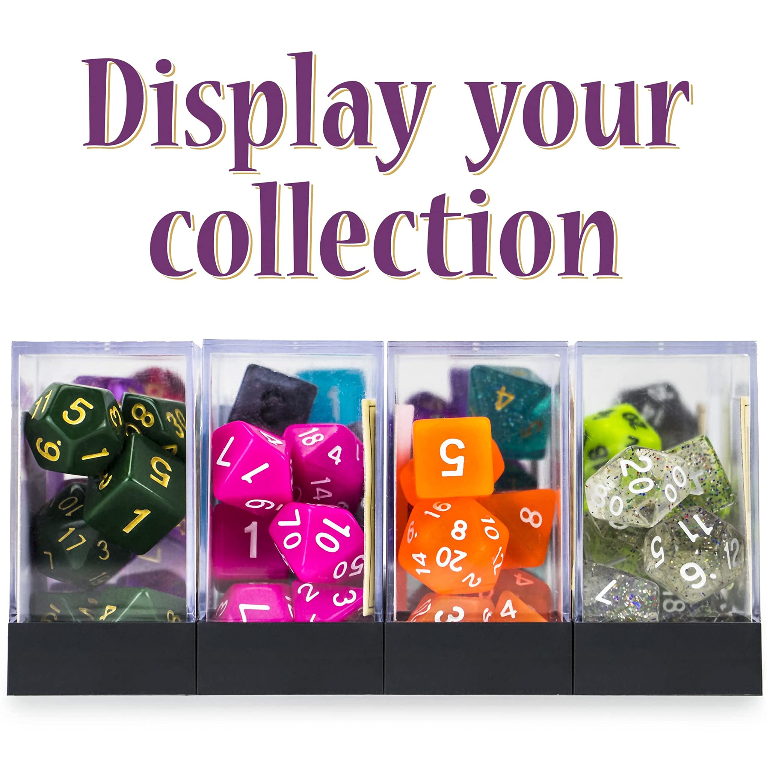 Wiz Dice Dragonberry Set of 7 Polyhedral Dice, Solid Neon Magenta Pink Tabletop RPG Dice with Clear Display Box