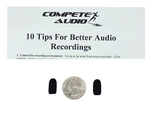 Compete Audio CM212 Mini Lavalier (tiny!) Black Foam Microphone Windscreens (Microphone Covers) 2-Pack Compatible with Countryman E6 and other Headset/Lapel Mics
