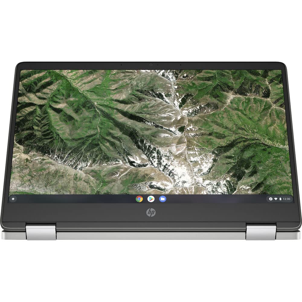 HP Laptop X360 14a Chromebook 14" HD Touchscreen, Entertaining from Any Angle Intel Celeron, 4GB DDR4 64GB eMMC WiFi Webcam Stereo Speakers Bluetooth 4.2 Chrome Silver (Renewed)
