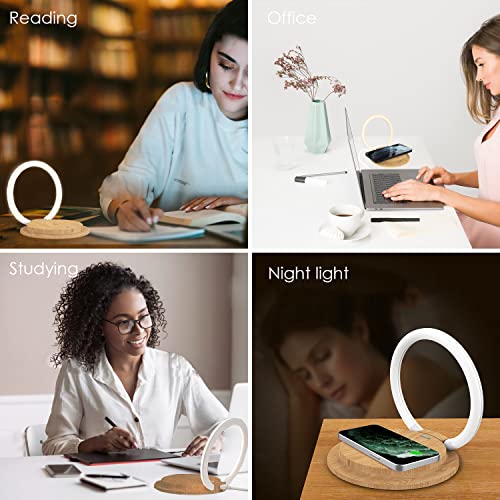 emie Wireless Charger Pad with Lamp, Fast Max 15W Wireless Charging Solution for Qi Enabled/iPhone/Galaxy, LED Touch Table Lamp for Bedside Nightstand Desk and Bedroom Dorm Home Office Decor