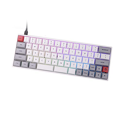 EPOMAKER SK66S 60% Keys Bluetooth 5.1 Wireless Wired Dual Mode Gateron Optical Mechanical Gaming Keyboard with RGB Backlight and PBT Heat Sublimation Keycaps (Gateron Optical Blue, Grey White)