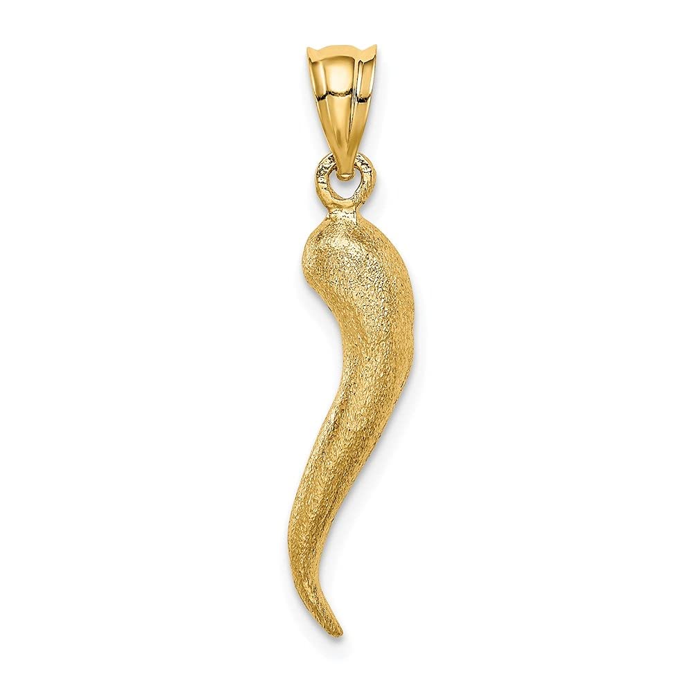 Diamond2Deal Gift for Mothers Day 14k Yellow Gold Brushed 3D Italian Horn Pendant
