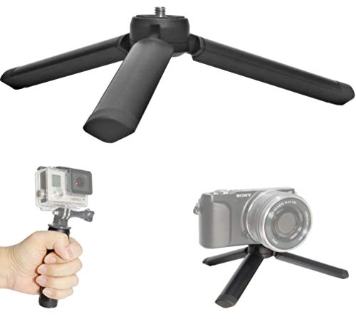 Dhana Style Metal Mini Tripod Tabletop Stand Compact Tripod Selfie Stick Monopod Stabilizer on Cellphone DSLR Cameras Portable Handle Grip Stabilizer for All Cameras Type: MMT (Black)