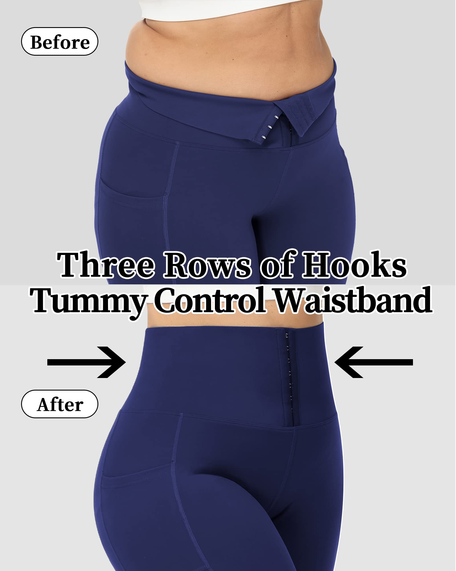 Fengbay High Waist Corsets Compression Leggings for Women Tummy Control,Pockets Yoga Pants with Waist Trainer Attached