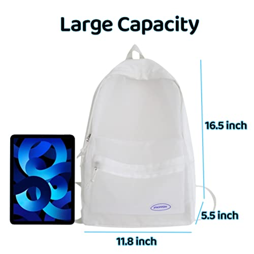 MeganJDesigns Semi-See Through Mesh Backpacks Lightweight Transparent Bag Durable Backpack Stadium Approved for School Student (02#Black)