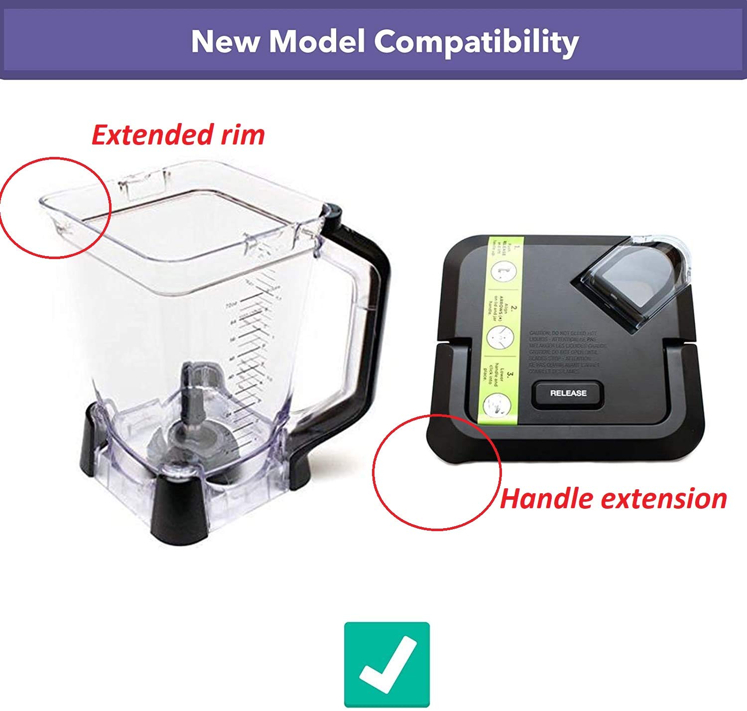 Enbizio Genuine Ninja BL770 replacement parts / Lid with handle extension . Will ONLY WORK WITH PITCHER WITH EXTENDED RIM