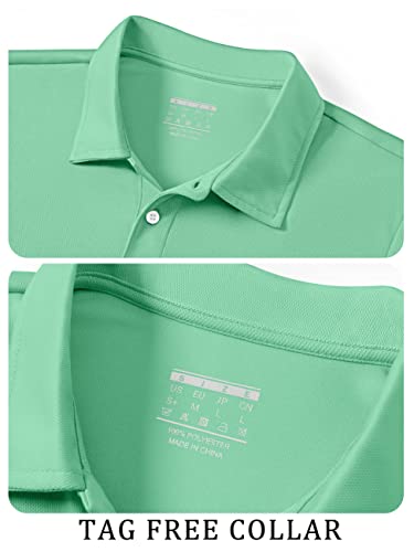 TACVASEN Men's Summer Polo Shirts Casual Lightweight Short Sleeve Collared T-Shirt Mint Green M