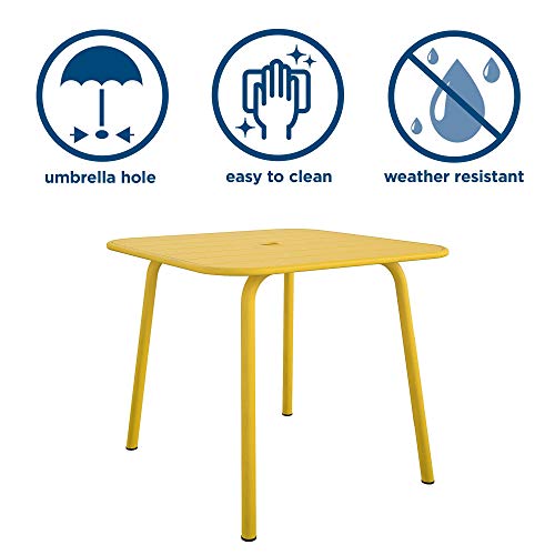 Novogratz Poolside Gossip Collection, June Square Dining Table, Yellow