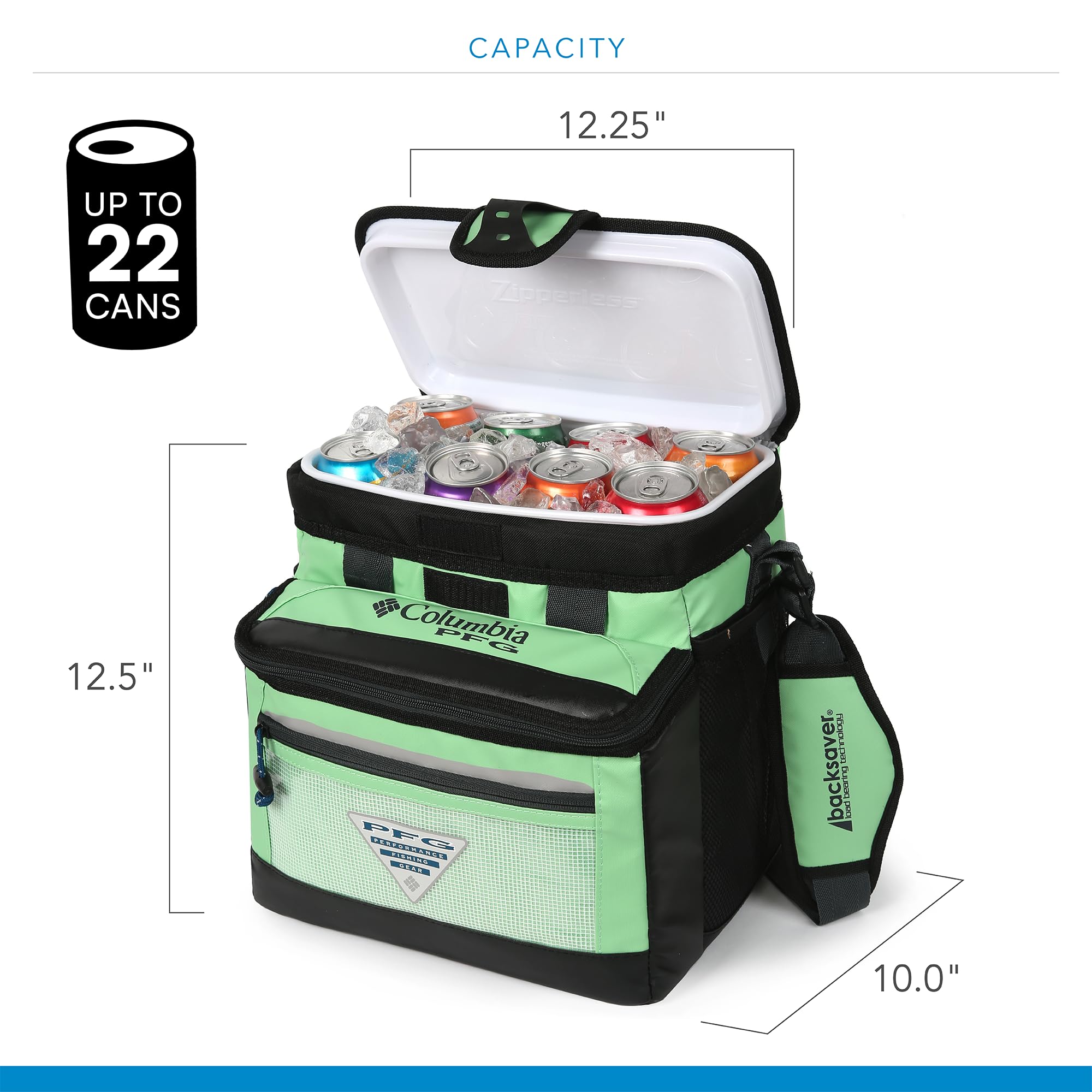 Columbia PFG Brewha Thermal Pack Cooler - 58 Can Zipperless Hardbody Cooler with ThermaCool High Performance Insulation, HardBody Liner, SmartShelf - Green