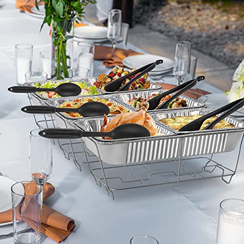 ROVSUN Chafing Dish Buffet Set Disposable, Buffet Servers and Warmers, Food Warmer for Parties Buffets, 48 Pieces Catering Set, Includes Full-Size Wire Chafer Stand, Disposable Pans & Utensils