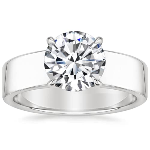 Diamondrigo Alden Round Cut Moissanite Ring for Engagement, Wedding, Anniversary, Promise, Gift, Birthday (Solitaire, Hidden Halo, Thick Band, 2.25CT, VVS1, Near Colorless) (8)