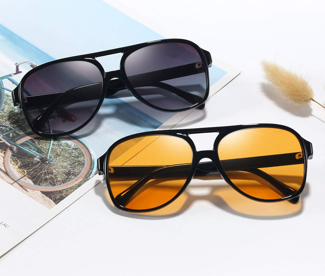 Dollger Retro Aviator Sunglasses for Women and Men Large Frame Vintage Classic 70s Sun Glasses
