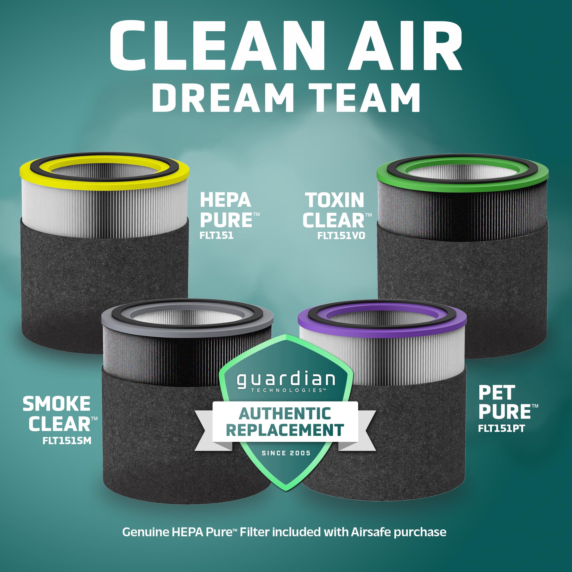 GermGuardian AirSafe+ Intelligent Air Purifier with 360° HEPA 13 Filter, Captures 99.97% of Pollutants, Wildfire Smoke, Large Rooms, Air Quality Sensor, UVC Light, Zero Ozone Verified, Black, AC3000B