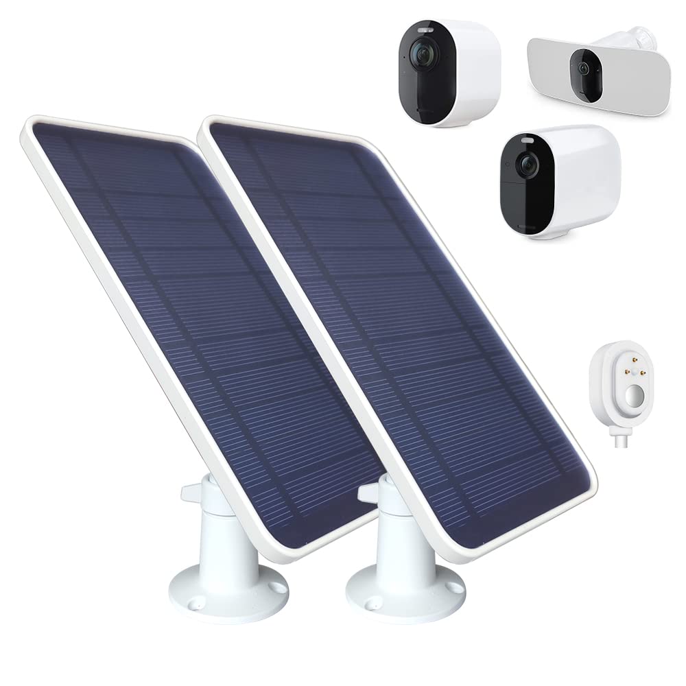 DIANMU Solar Panel for Arlo Ultra/Ultra 2/Pro 3 Floodlight/Pro 4 XL/Pro 5S 2K Spotlight Camera (Not for Arlo Pro3/Pro4) with 13 FT Magnetic Charging Cable and Aluminium Alloy Adjustable Mount (2 Pack)