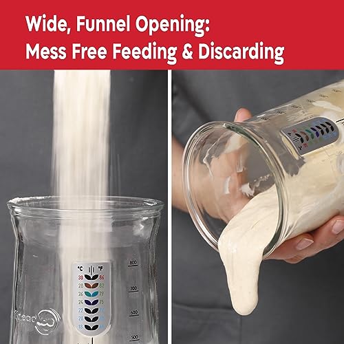 KneadAce Pro Sourdough Bread Starter Kit - 34 oz Large Capacity Sourdough Starter Jar with 5 unique features for the perfect sour dough bread & sourdough starter kit - sourdough bread baking supplies