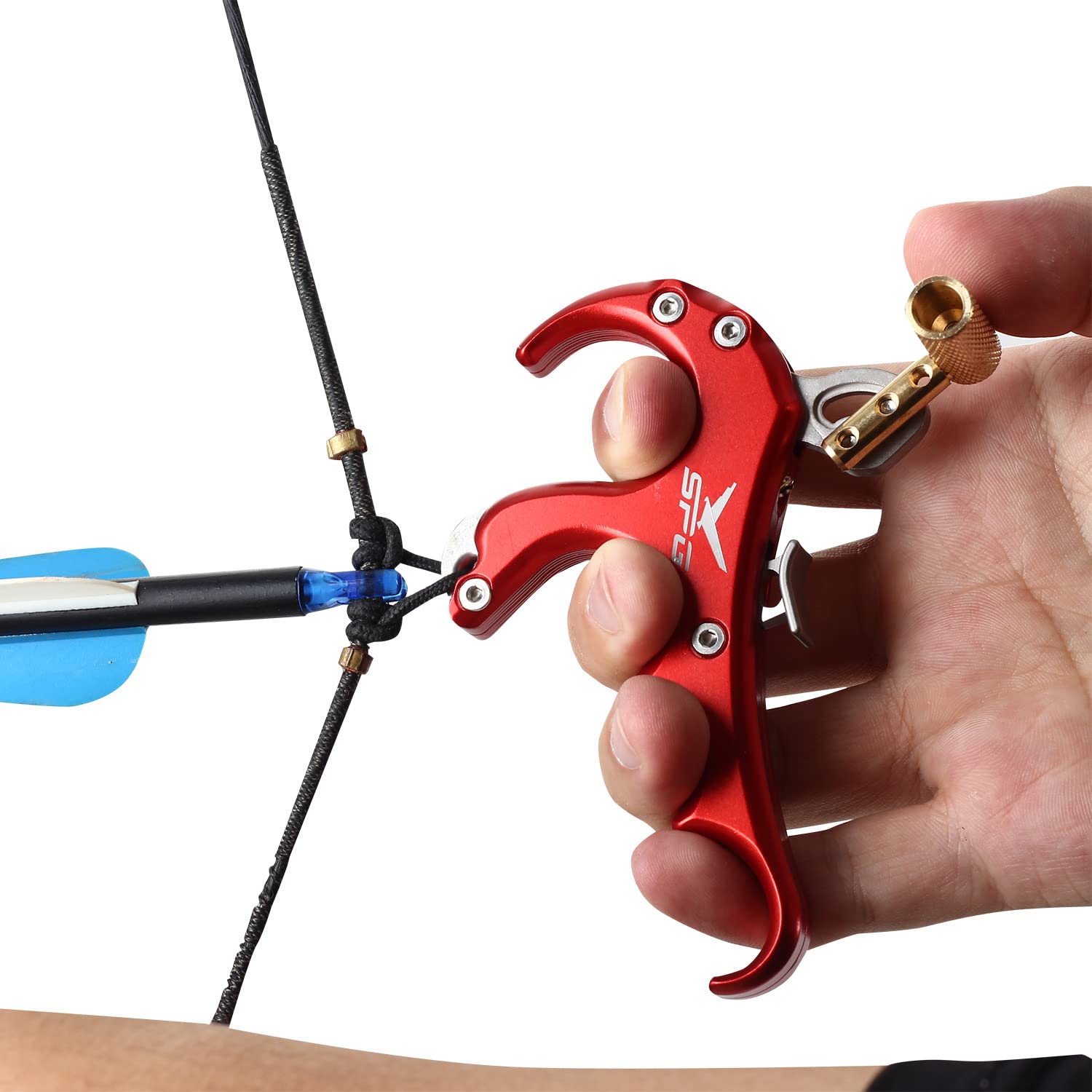 FENJANER Archery Compound Bow Release Aid Archery Release Aids Bow Release for Compound Bow Accessory (Red)