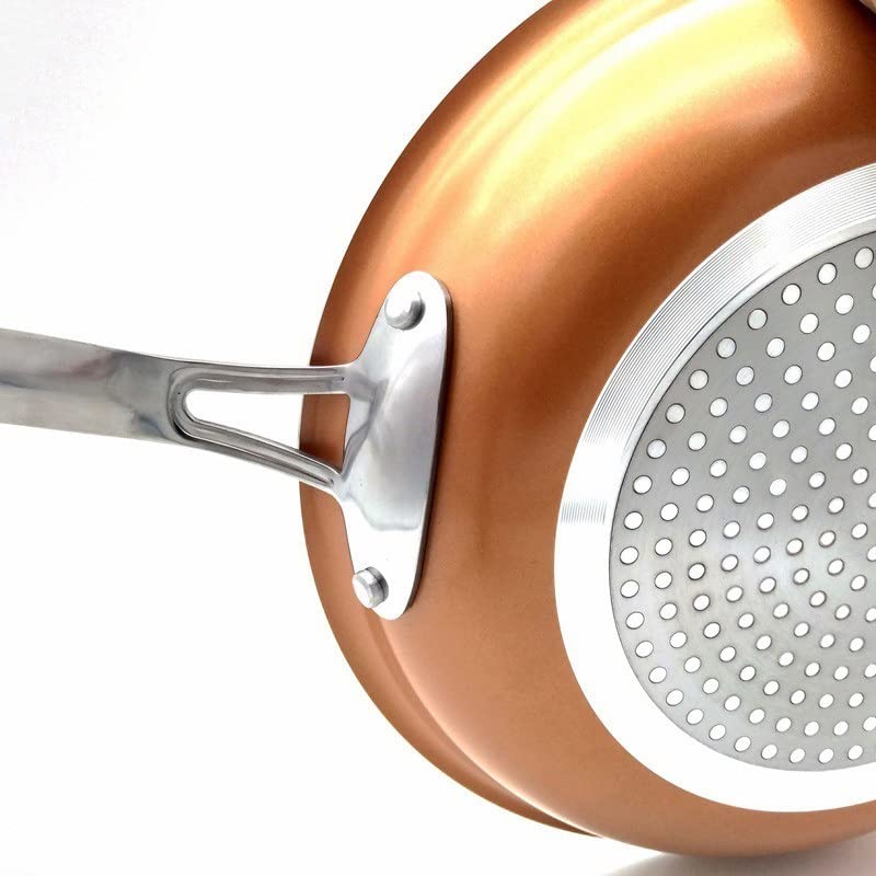 DHTDVD Non-Stick Skillet Copper Frying Pan with Ceramic Coating Induction Cooking Frying Pan Oven Dishwasher Saucepan (Color : D, Size : 12in)