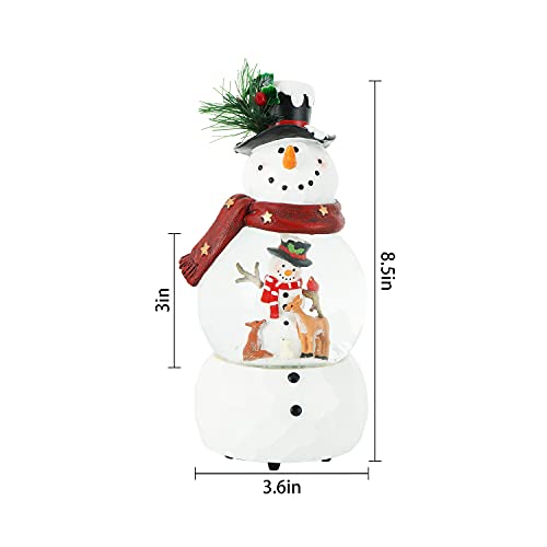 Topadorn Christmas Water Glass Snow Globes with Snowflakes Snow Globe,Music Box Holiday Decorative, Snowman