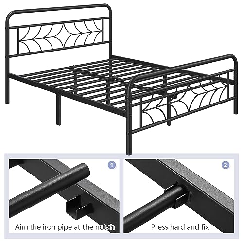 Topeakmart Queen Bed Frames Metal Platform Bed with Sparkling Star-Inspired Design Headboard and Footboard/13 Inch Underbed Storage/No Box Spring Needed/Sturdy Slat Support, Black Queen Bed