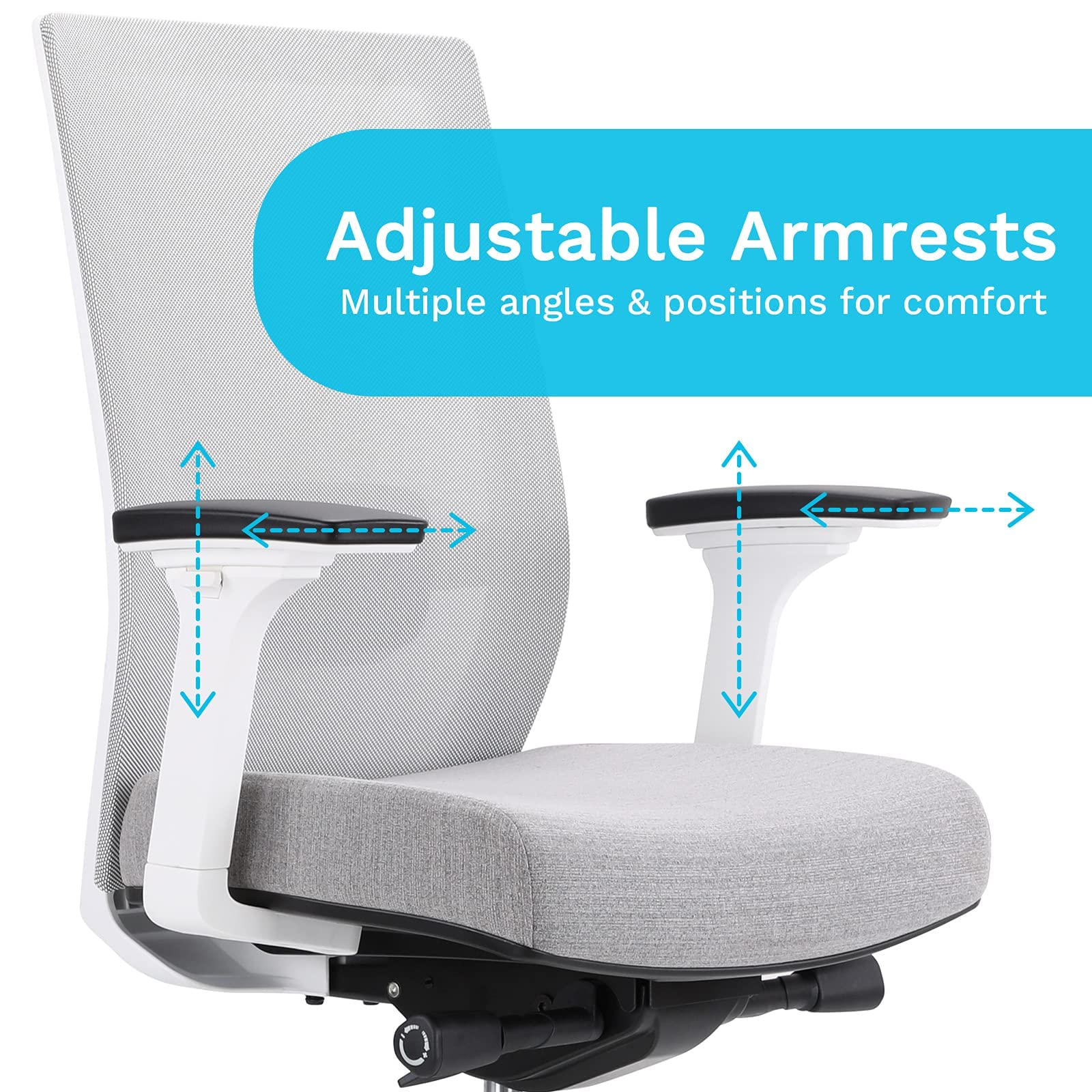 EasyErgo Apollo Ergonomic Chair - Ergo Mesh Design for Computer Desk Work - Comfortable Office Chair (Ash)