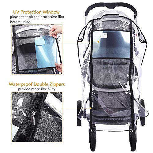 Diagtree Stroller Rain Cover Universal, Baby Travel Weather Shield, Windproof Waterproof, Protect from Dust Snow Insects (Black-M)