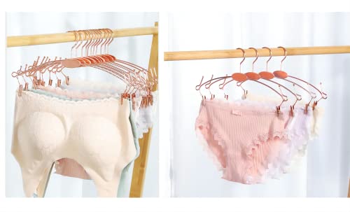 LOVENJOY Clothes Hooks Hangers Rack Metal Alloy Rose Gold for Underwear Bra Pants with Non Slip Clips for Laundry Lingerie Shop Display, 2 Pcs