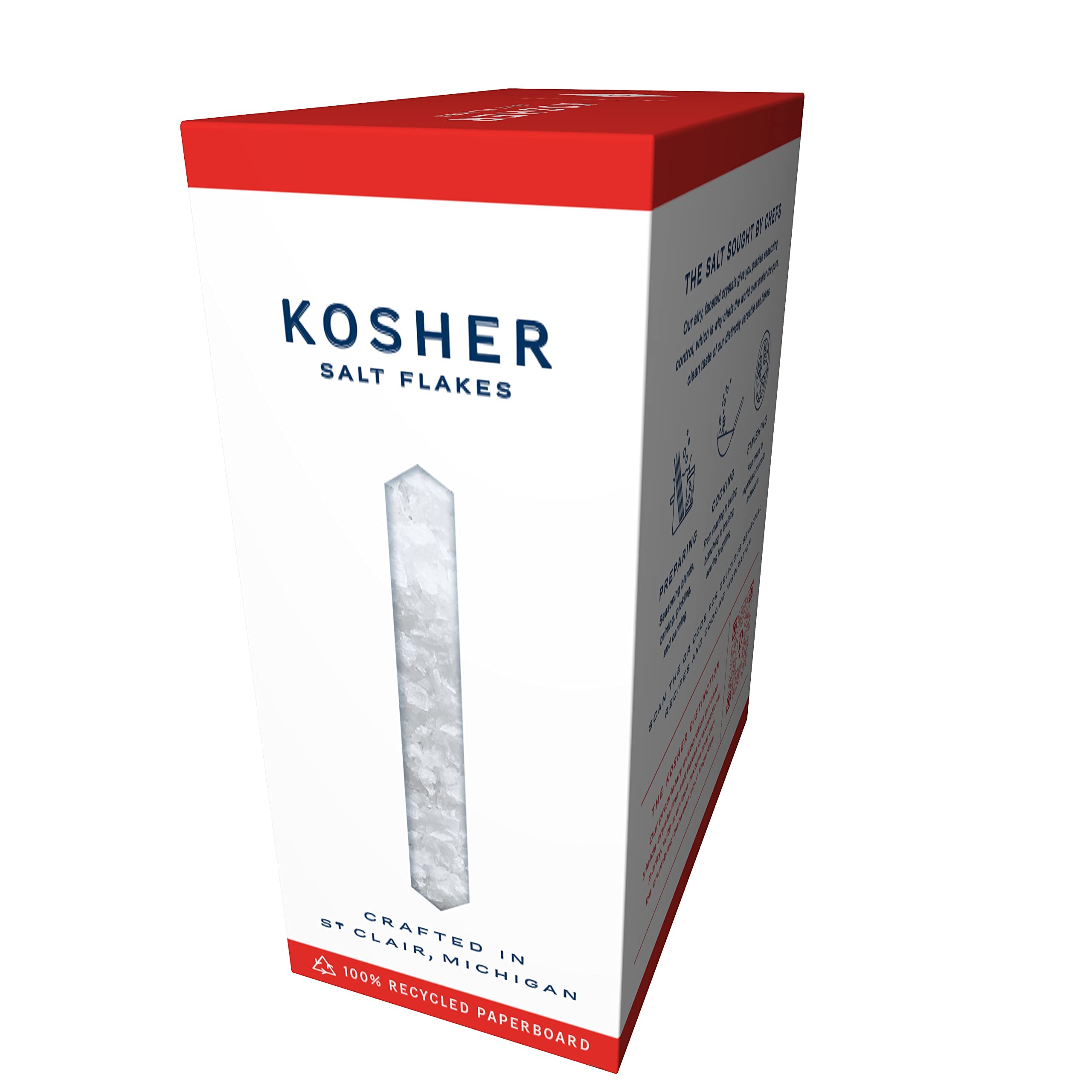 Diamond Crystal Kosher Salt Flakes – Full Flavor, No Additives and Less Sodium - Pure and Natural Since 1886-1 Pound Box