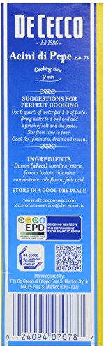 De Cecco Semolina Pasta, Acini Di Pepe No.78, 1 Pound