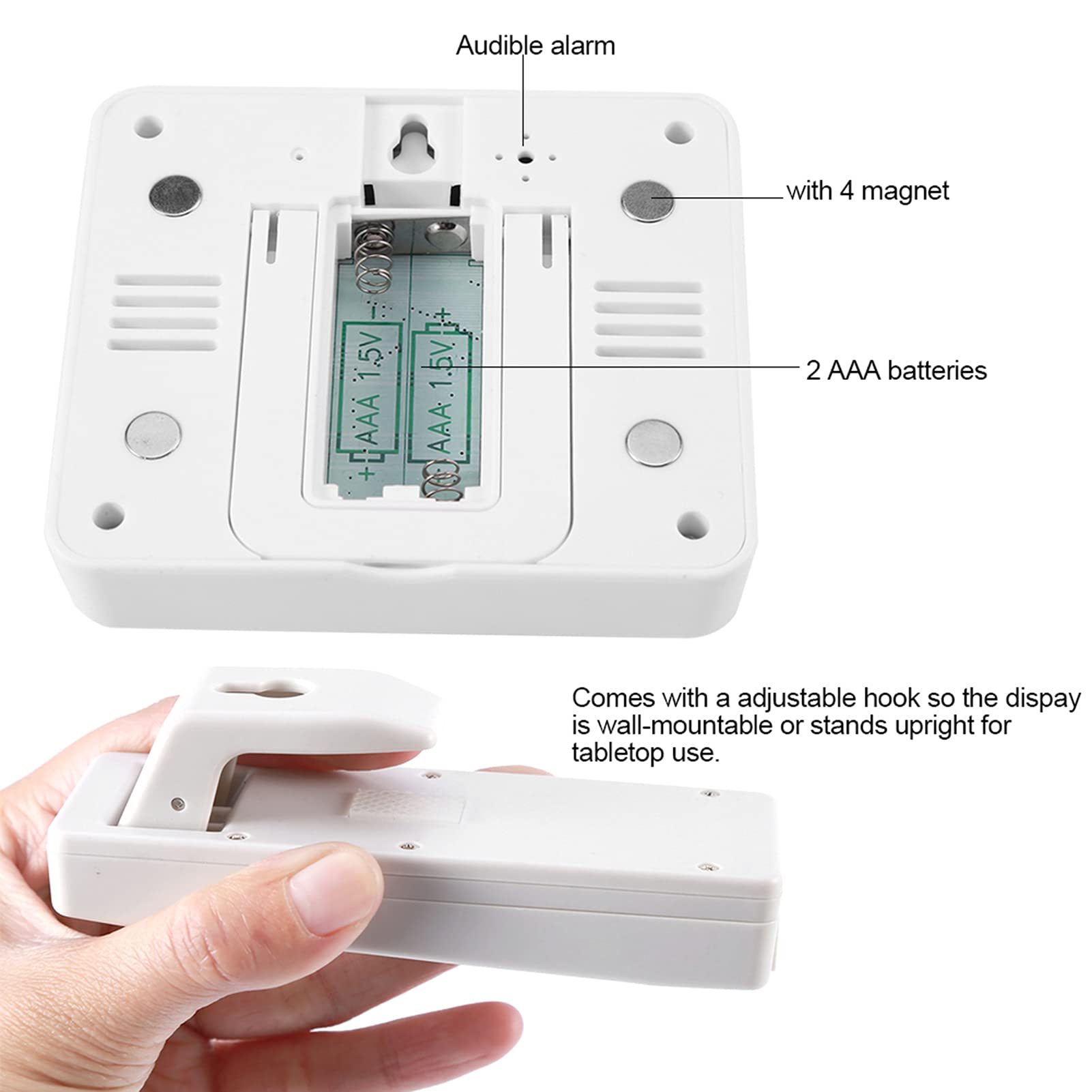 Fridge Thermometer, Digital Freezer Thermometer, Wireless Thermometer with 2 sensors and Acoustic Alarm, Refrigerator Freezer Inside Outside Thermometer, for Kitchen Home Motorhome