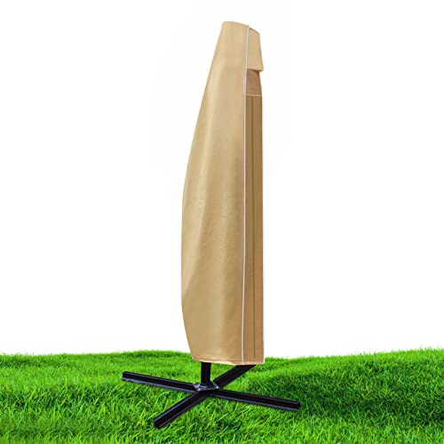GERYMU Umbrella Covers for Outdoor Umbrellas Patio Umbrella Cover Large Cantilever Umbrella Covers 600D Waterproof and Dustproof Patio Umbrella Cover for 7-11 Feet Offset Outdoor Umbrellas Khaki