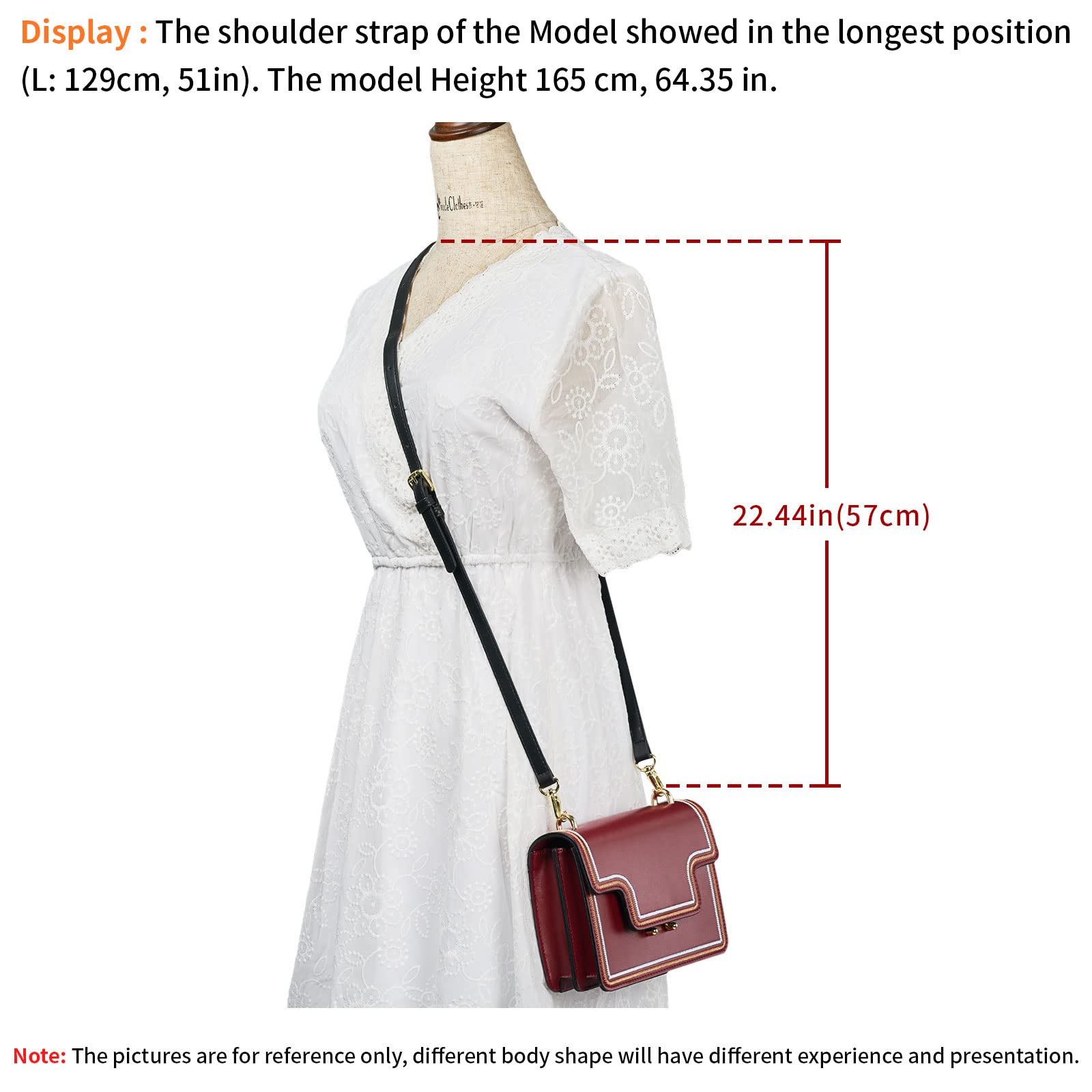 DEVPSISR Leather Adjustable Replacement Strap Shoulder Bag Cross Body Bag Purse Handbag For Women, 43-51 Inch(Brown)