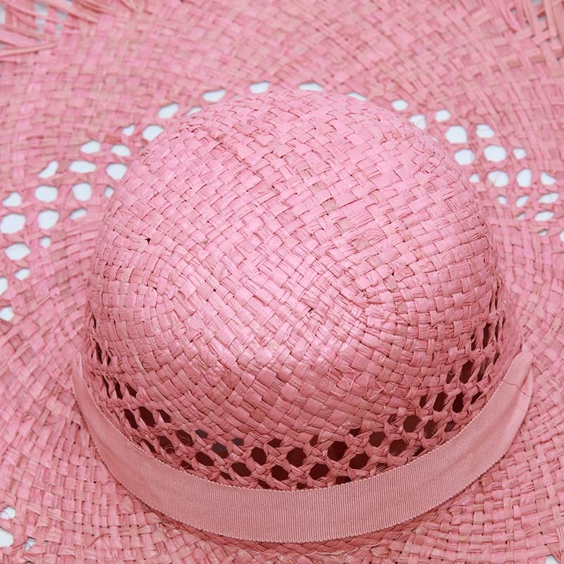 EODNSOFN Ladies Oversized Beach Cutout Hat Colorful Sun Hat Women's Big Brim Holiday Floppy Hat Foldable (Color : A, Size : One Size)