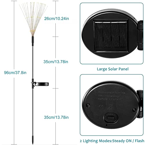 JJGoo Solar Garden Lights Solar Firework Lights, 2 Pack 120 LEDs 2 Lighting Modes Solar Lights Outdoor Waterproof for Garden Patio Walkway Pathway Party Wedding Christmas Decorative - Blue