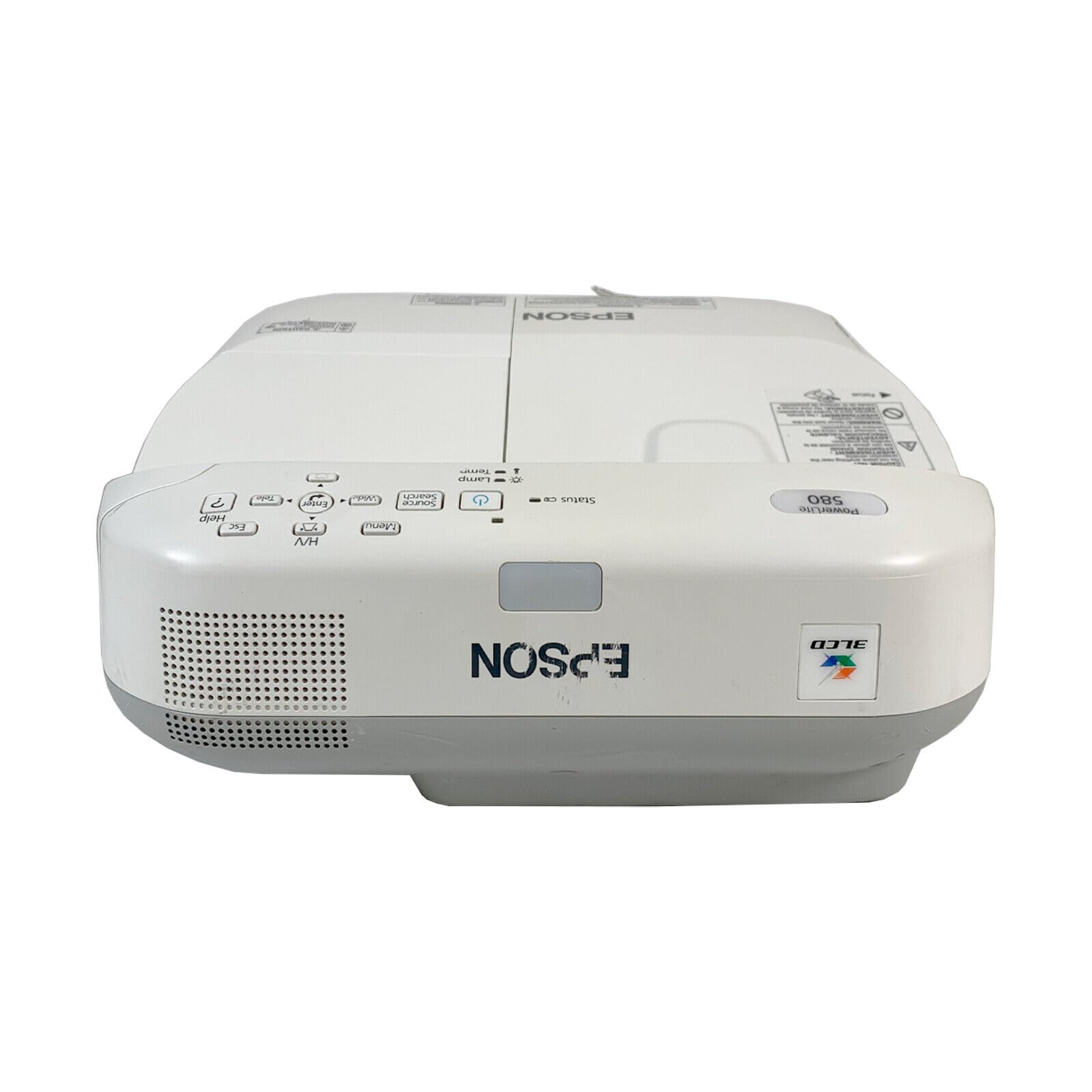 Epson PowerLite 580 3LCD Projector 3200 Lumens HD HDMI Ultra Short Throw Bundle Remote Control, Power Cable, HDMI Cable