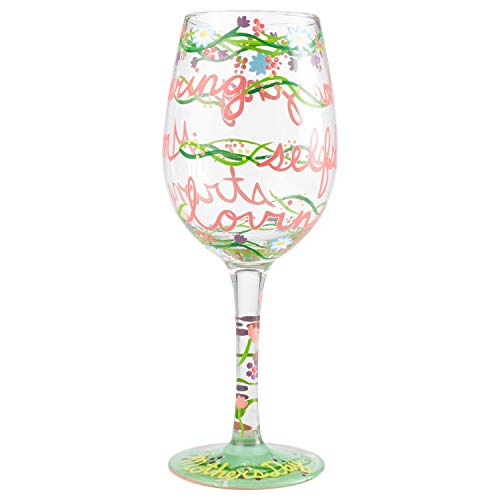 Enesco Designs by Lolita Mom Everyday Hand-Painted Artisan Wine Glass, 1 Count (Pack of 1), Multicolor