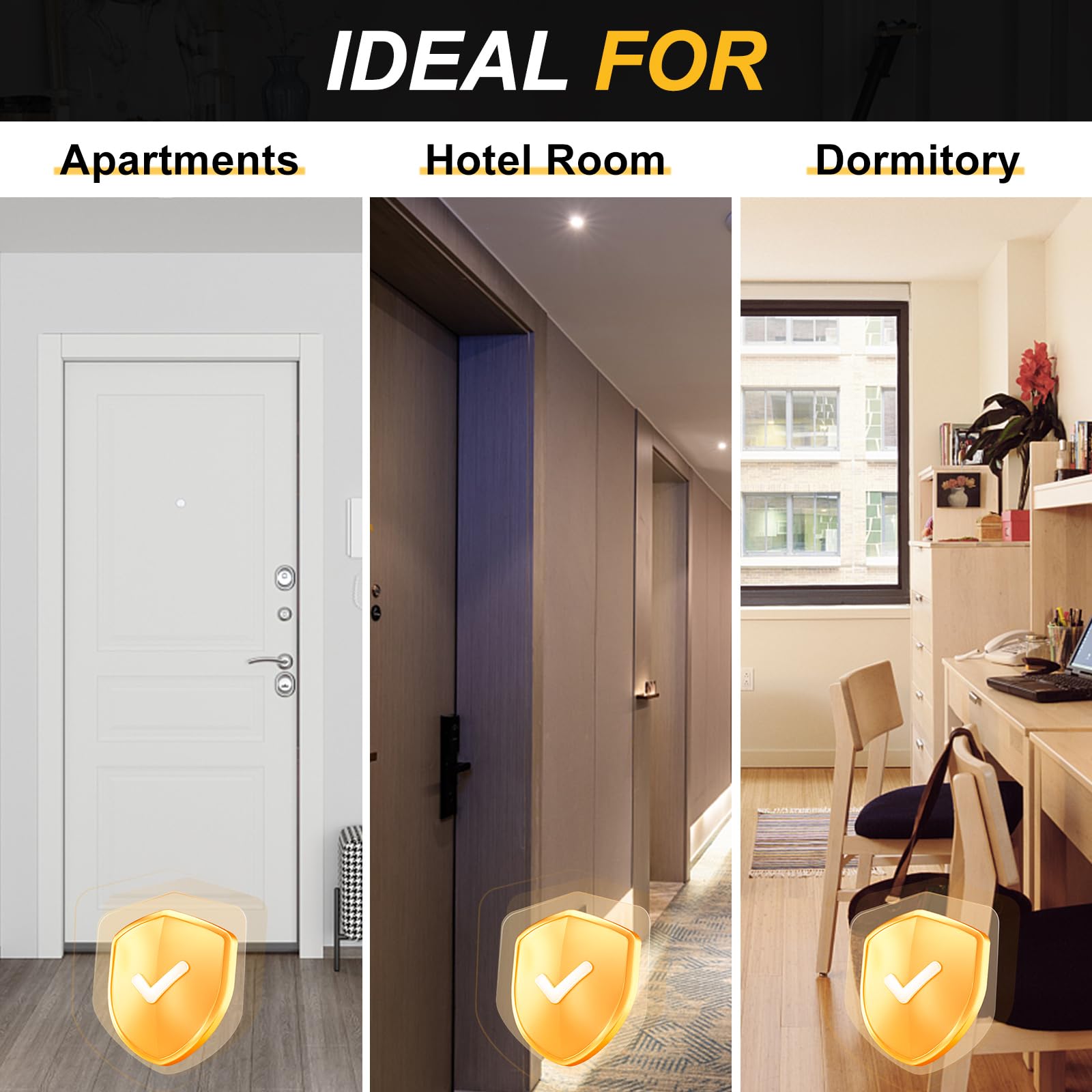 Door Stoppers Security, 1 1/4 Door Security Bar with Heavy Duty Bottom, Portable Hotel Door Lock Security for Travel, Bedroom, Apartment