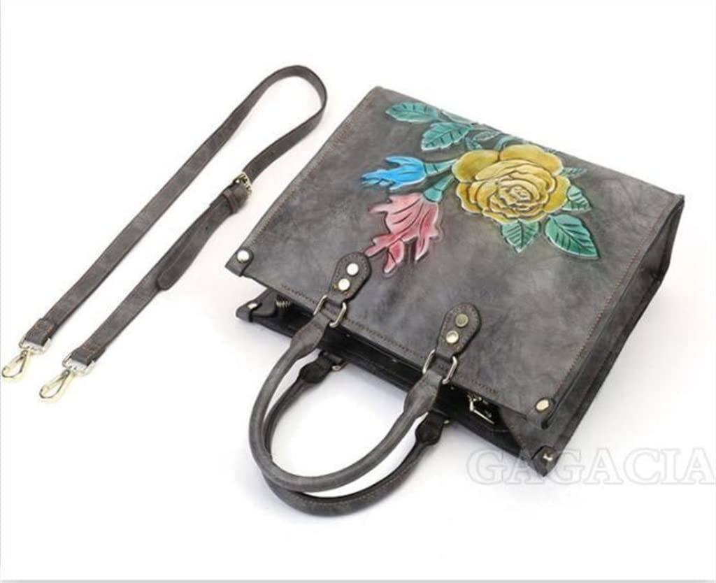 GHGHF Handbag Women Floral Embossed Shoulder Bag Large Capacity Tote Bag (Color : C, Size