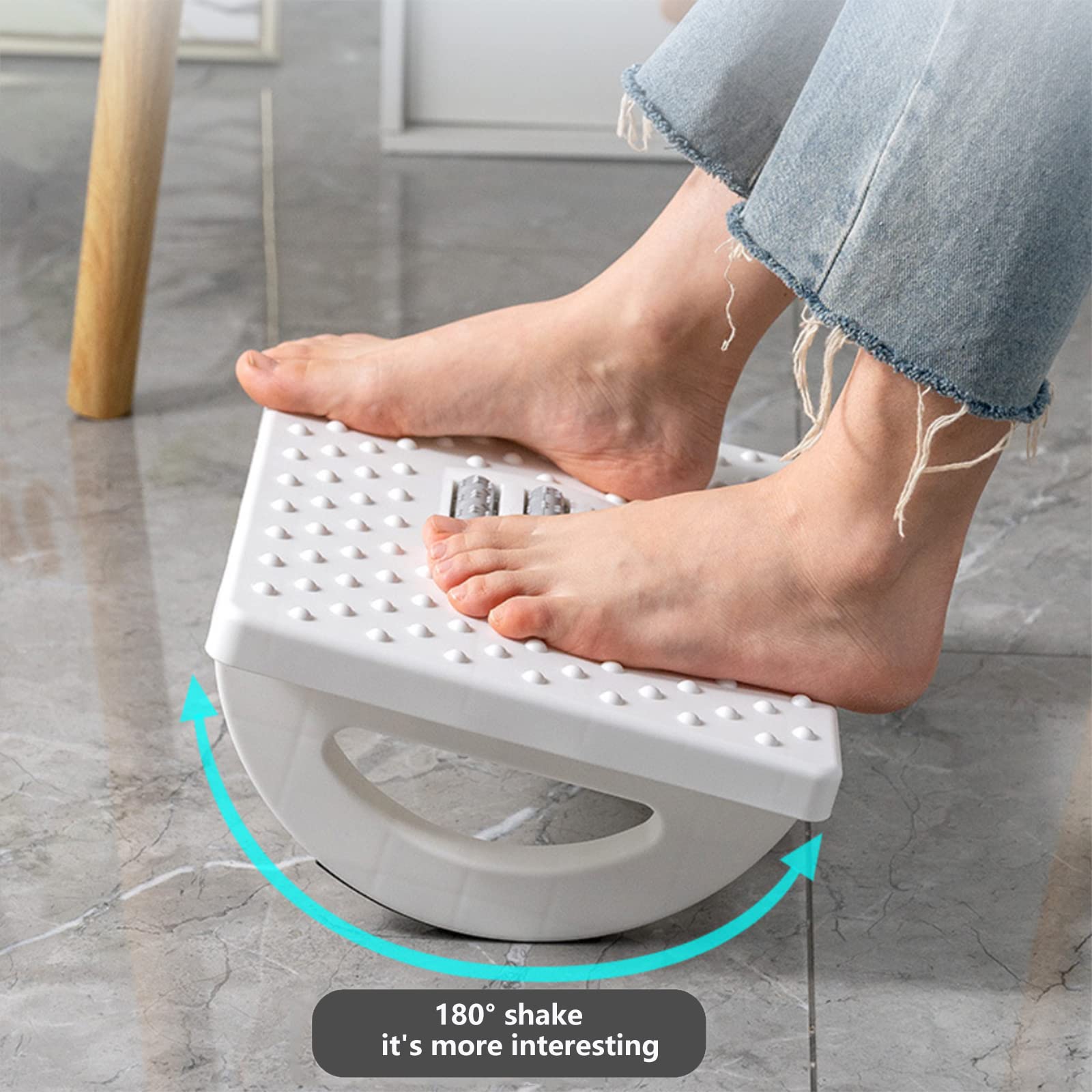 DISFAT Ergonomic Foot Rest Under Desk at Work, Rocking Foot Stool Footrest, Footrest with Foot Massage Feet Stand,Promote Leg Circulation, Massage Feet Stand for Office & Home(Black)