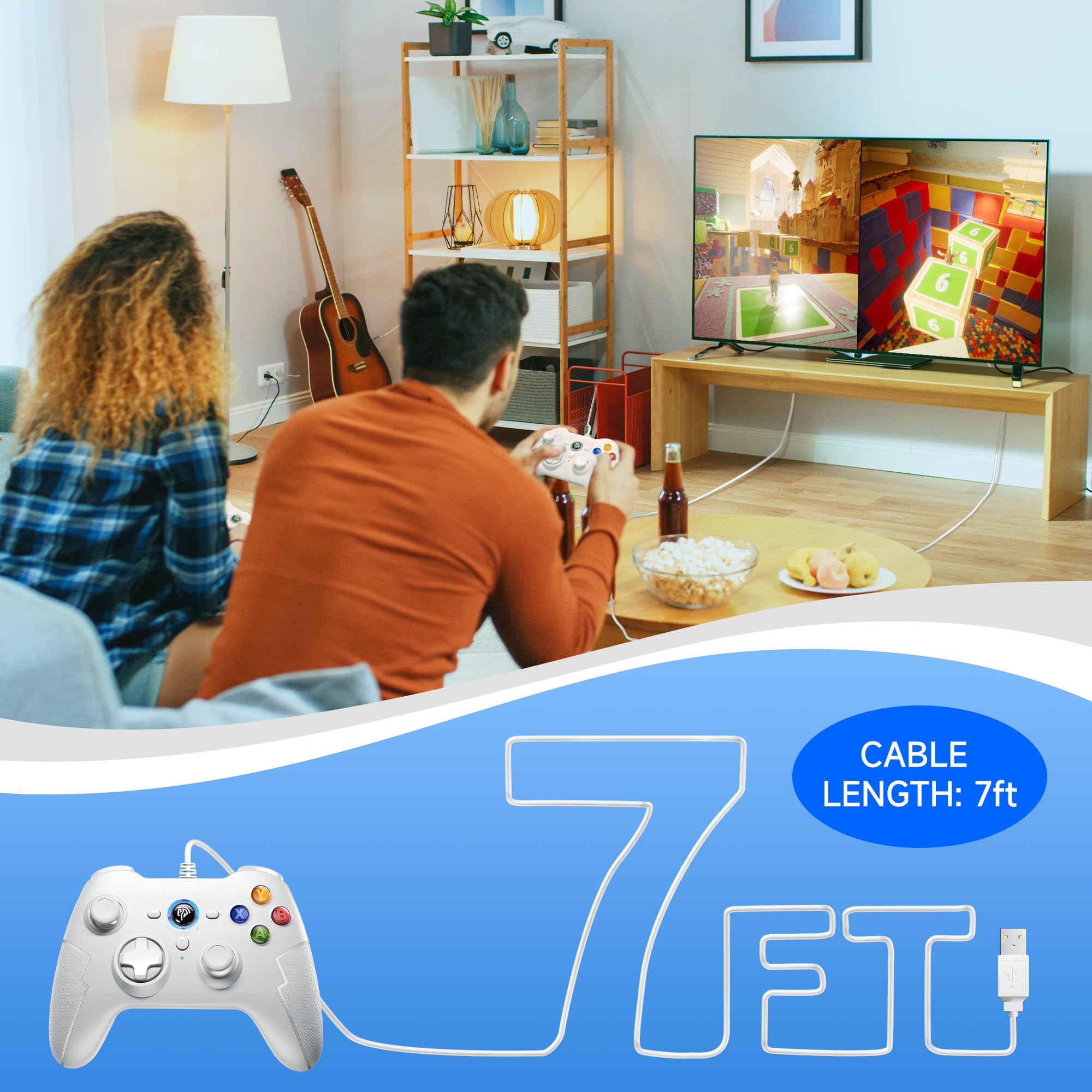 EasySMX Wireless Controller for PC, 2.4G Wireless PS3 Controller Gamepads with Vibration Fire Button Range up to 10m Support PC Steam PS3 Android Devices and TV Box