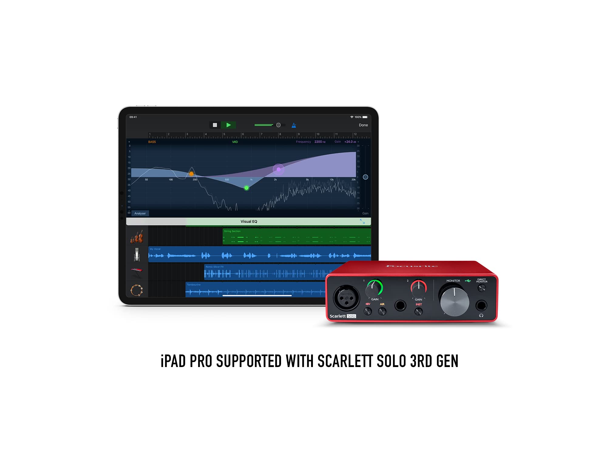 Focusrite Scarlett Solo 3rd Gen USB Audio Interface Bundle with 10-Feet 1/4 to 1/4 Inch 8mm TS Cable (2 Items), Monitor