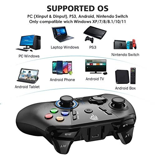 EasySMX Wireless Gaming Controller for Windows PC/PS3/Android TV BOX, Dual Vibration Plug and Play Gamepad Joystick with 4 Customized Buttons, Battery Up to 14 Hours, Work for Nintendo Switch (Renewed)